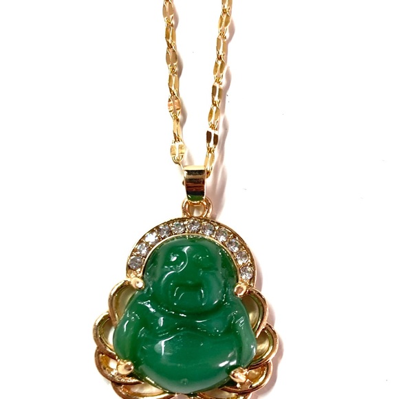 Jewelry | Gold Plated Jade Buddha Pendant Necklace | Poshmark